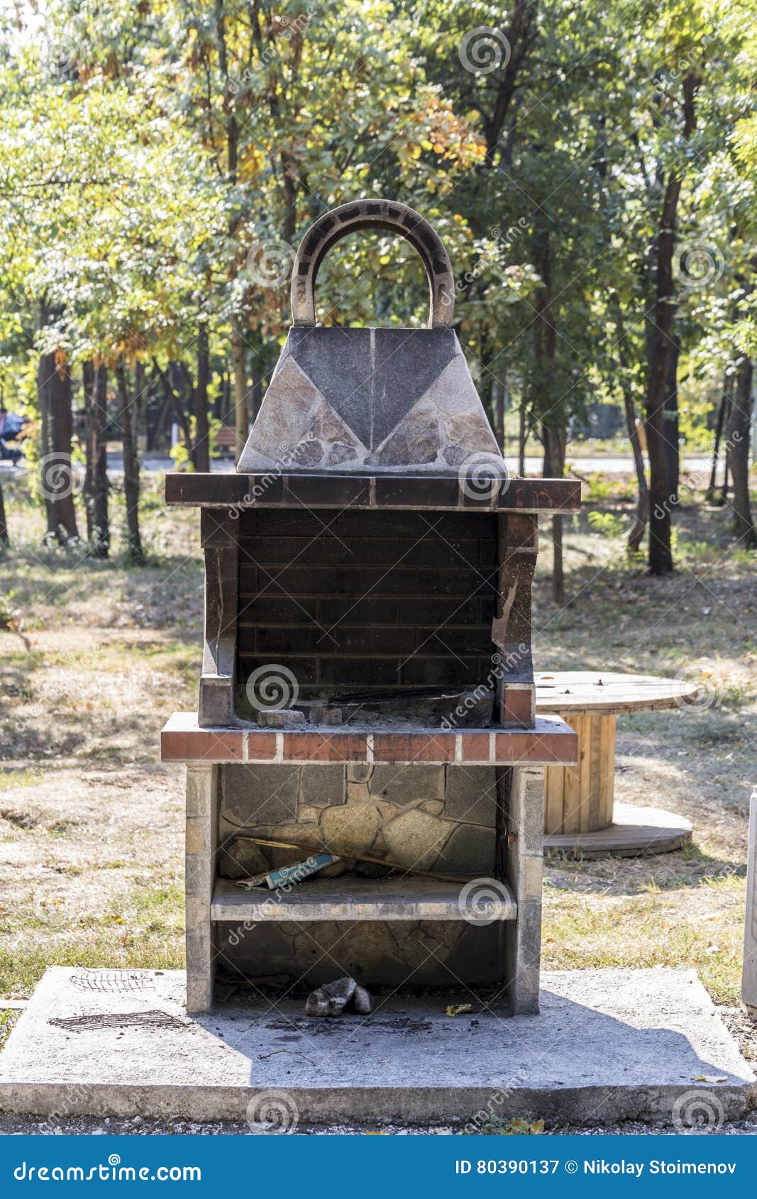 Public barbeque in a park stock image. Image of cook - 80390137