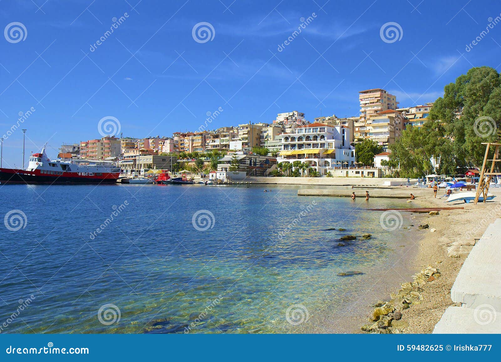 Public Beach in Saranda, Albania Editorial Image - Image of tourist ...