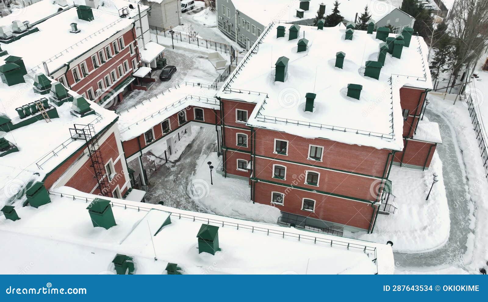 Public Building Campuses Rooftop Covered with Layer of Snow Stock ...