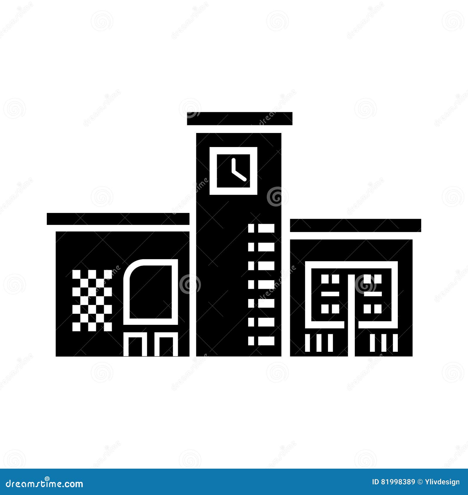 Public Building with a Clock Icon in Simple Style Stock Vector ...