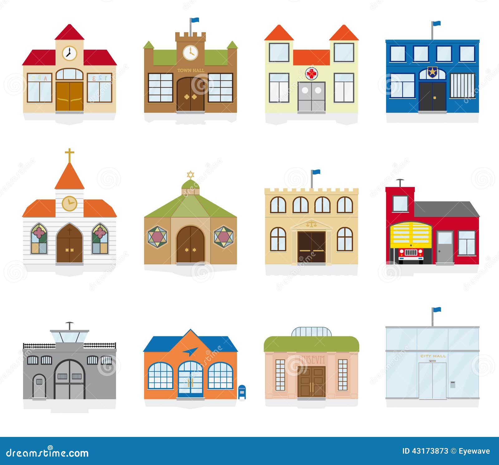 Public Building Icons Vector Illustration Stock Illustration ...