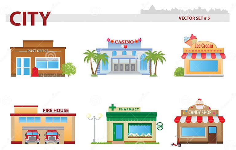 Public building. Set 5 stock vector. Illustration of roof - 28889530