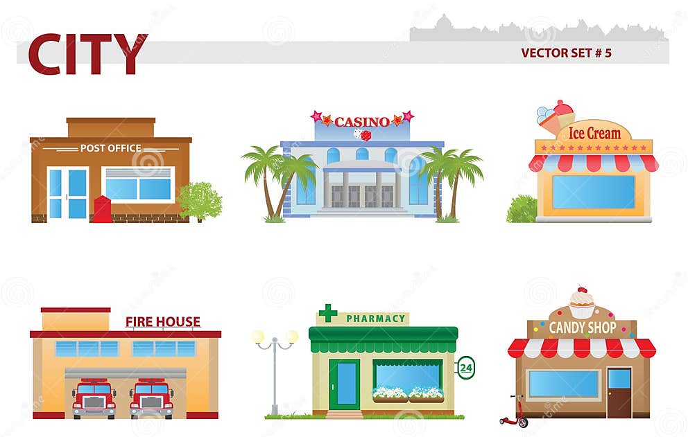 Public building. Set 5 stock vector. Illustration of roof - 28889530