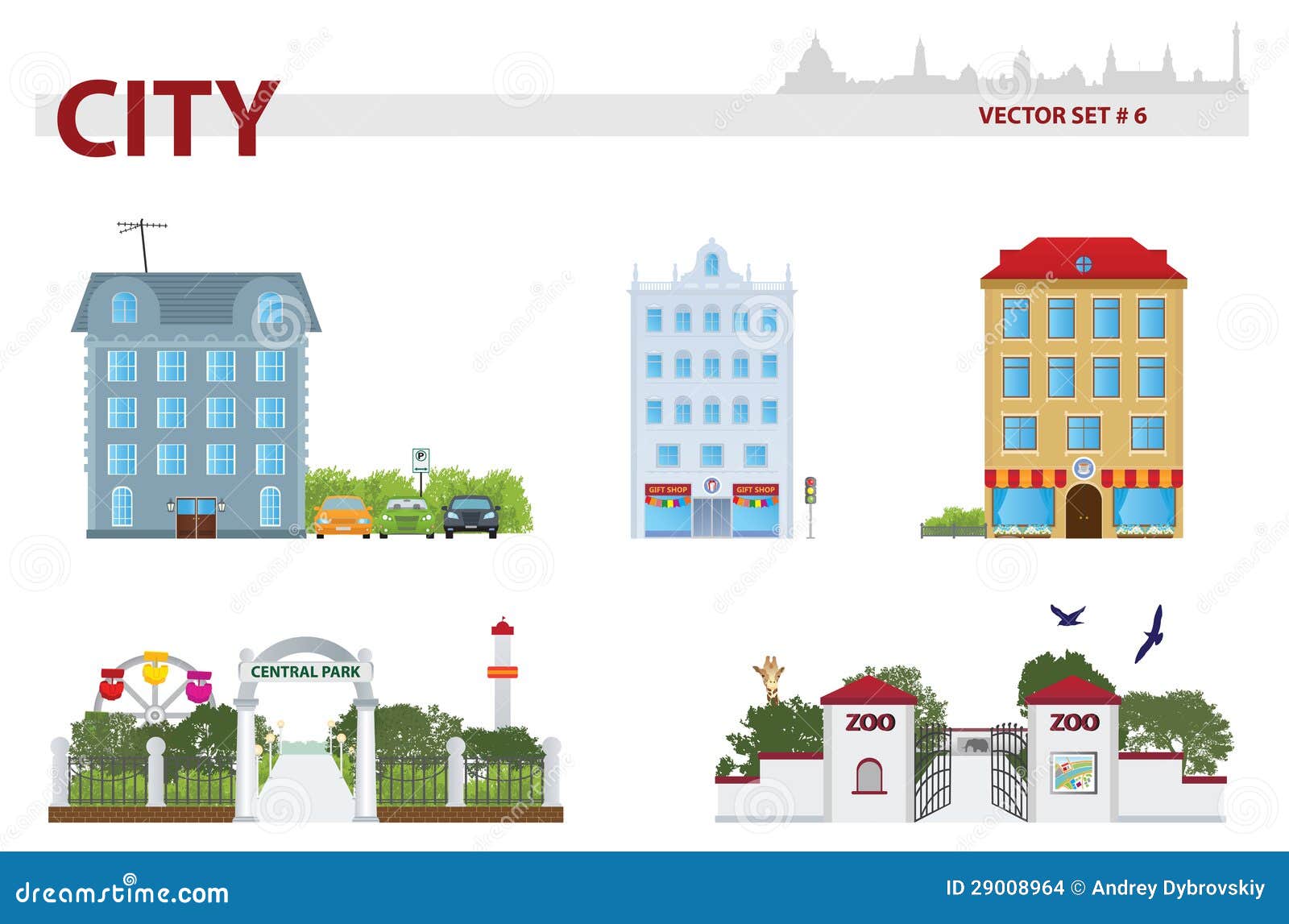 Public building. Set 6 stock vector. Illustration of bird - 29008964