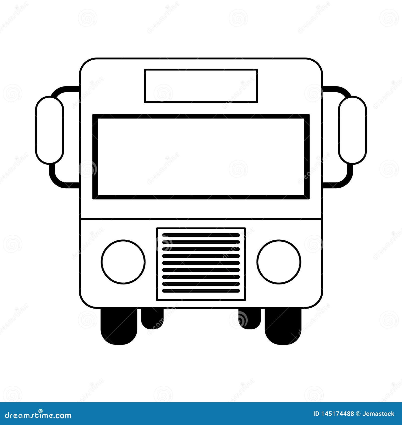 Public Bus Frontview Symbol in Black and White Stock Vector ...