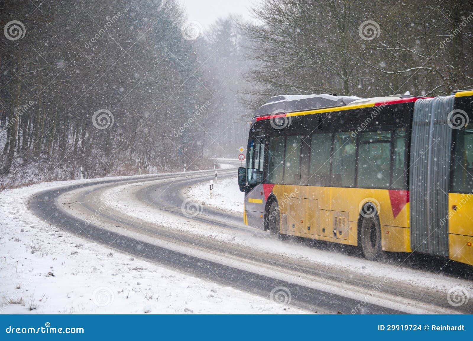 Bus on Winter road stock photo. Image of danger, hazardous - 29919724