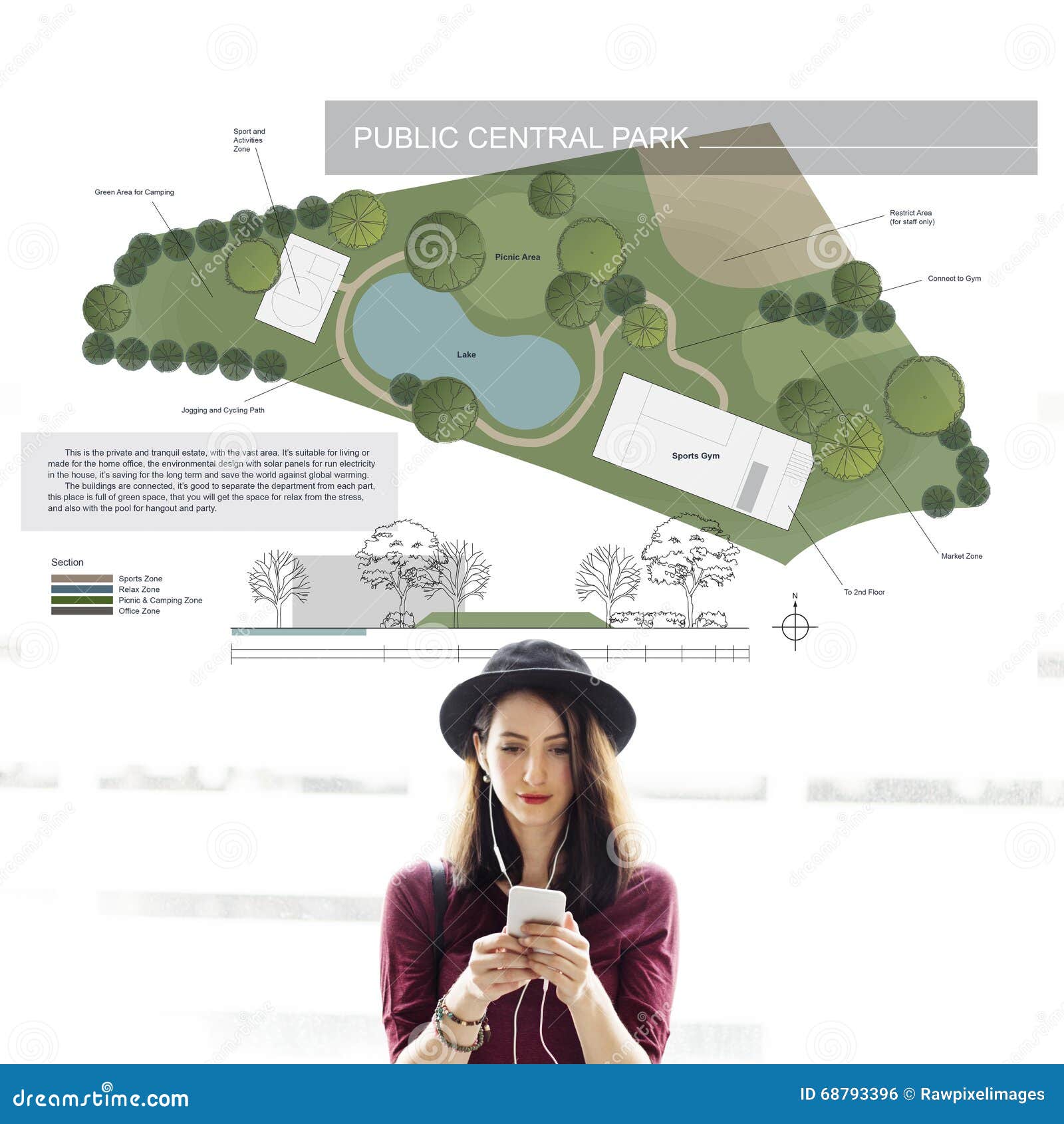 Public Central Park Village Community Relaxation Plan Concept Stock ...