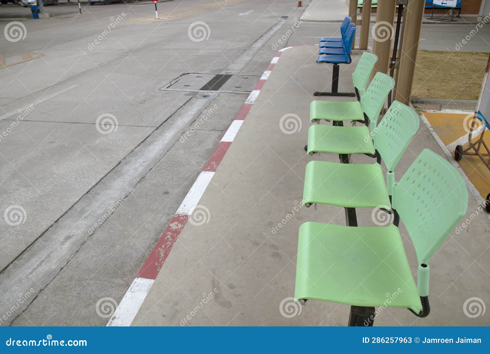 Public Chair for Waiting for the Bus Stock Image - Image of train ...