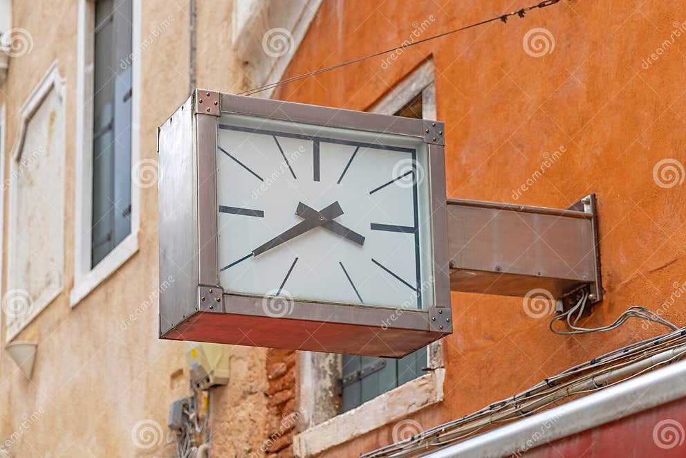 Public Clock Rectangular Shape Stock Photo - Image of union, mounted ...