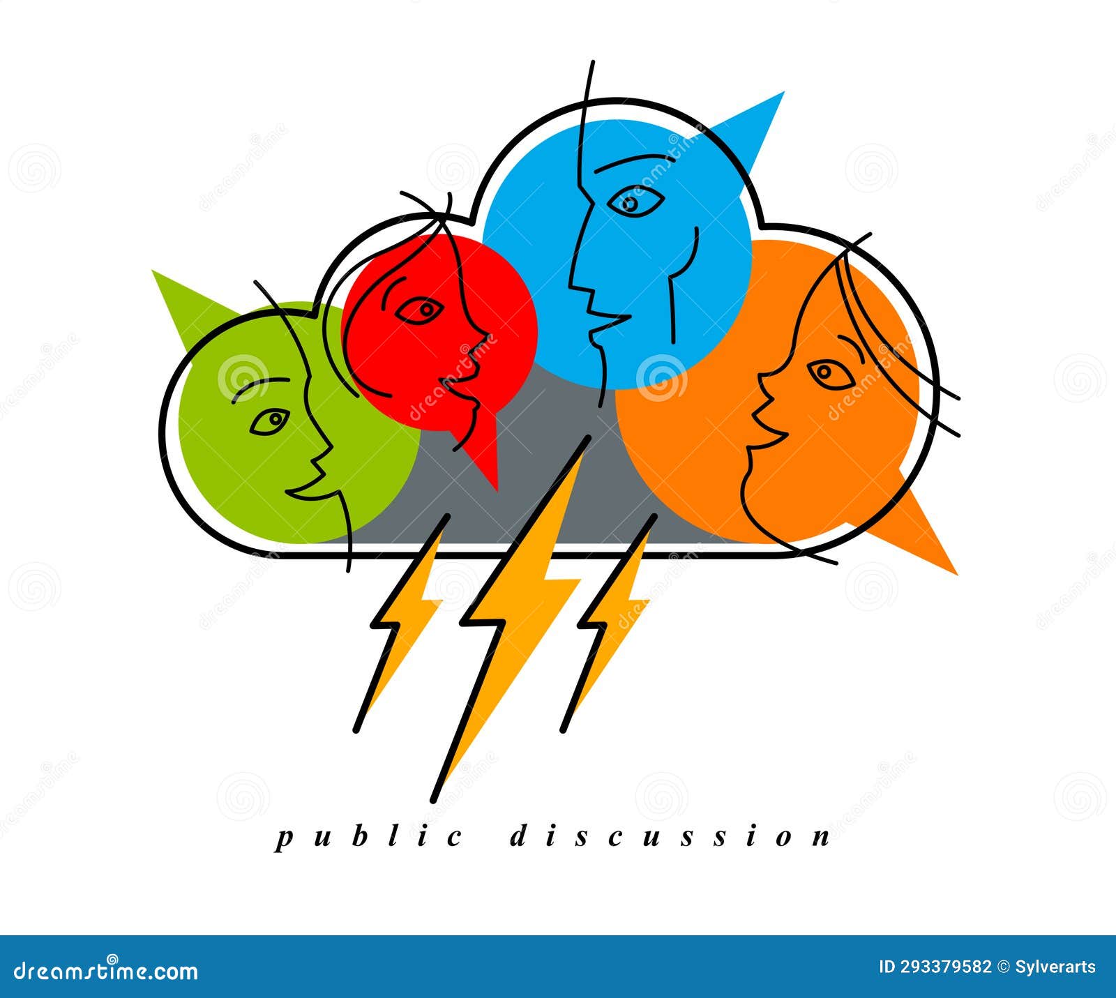 Public Discussion and Brainstorming Vector Concept Shown with Cloud ...