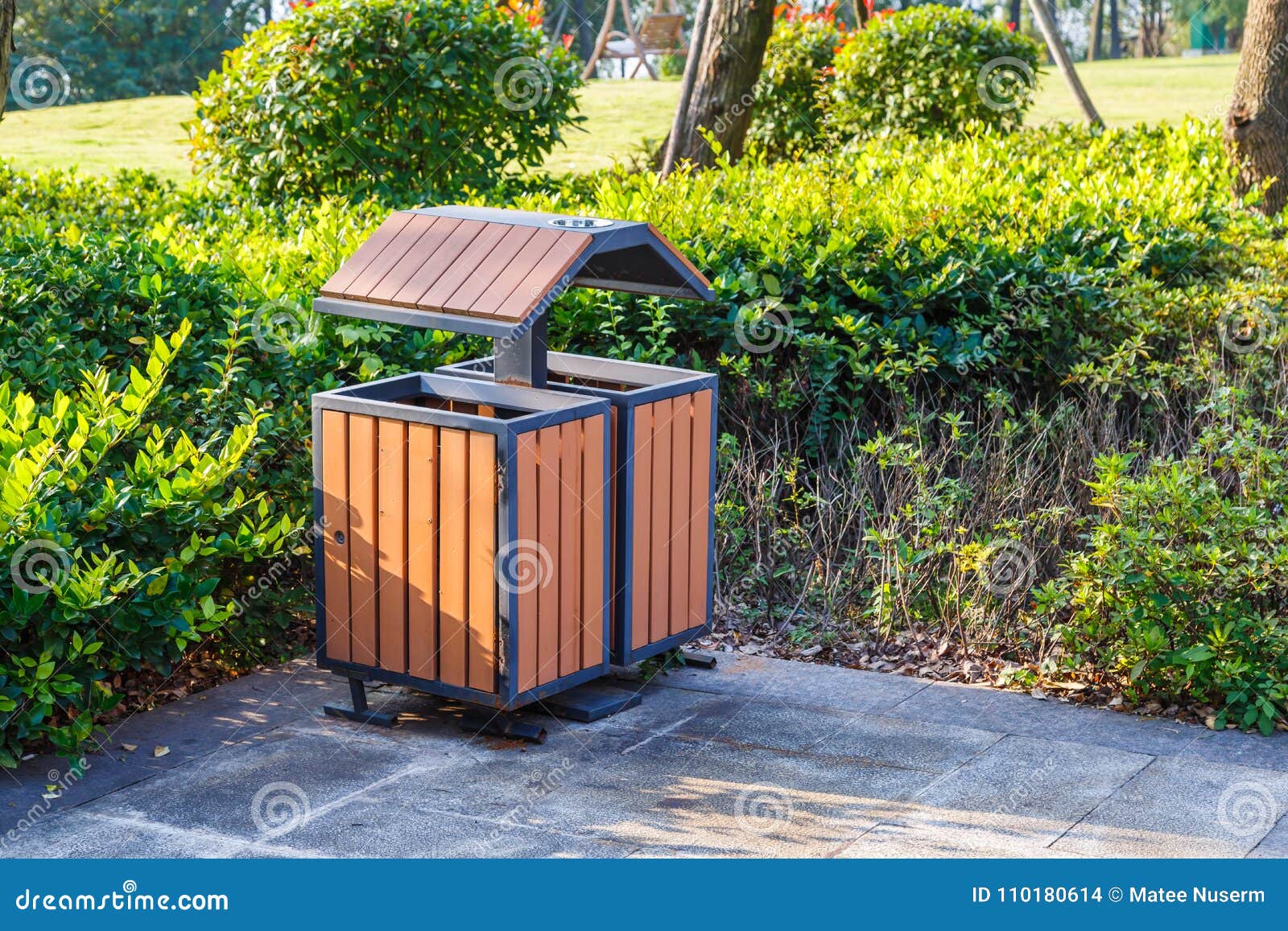 Public Dustbin on Garbage Can Stock Photo - Image of walkway, garbage ...