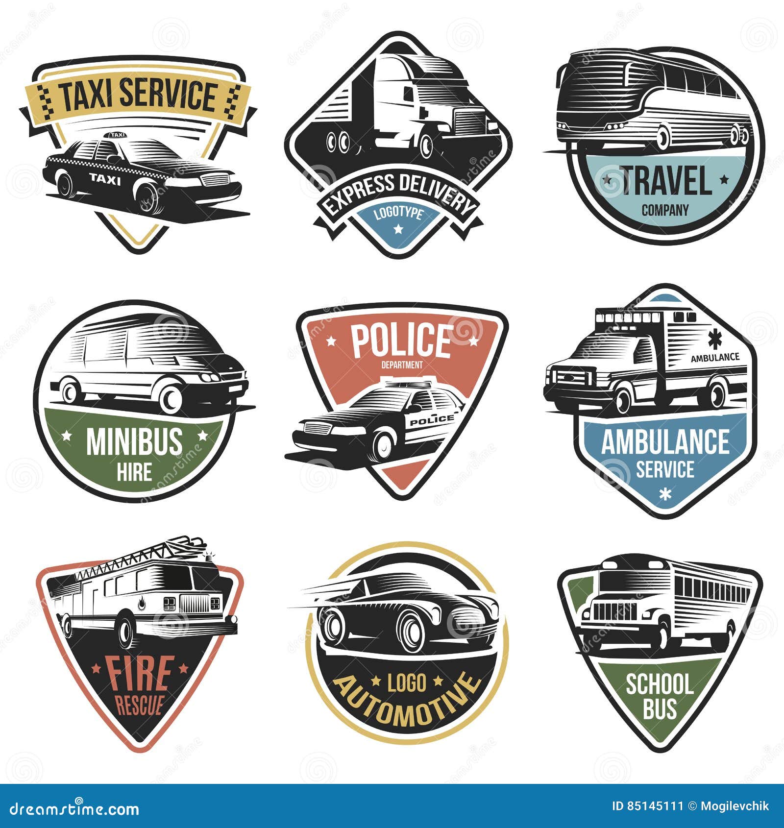 Transport Logos And Icons Pattern Cartoon Vector | CartoonDealer.com ...