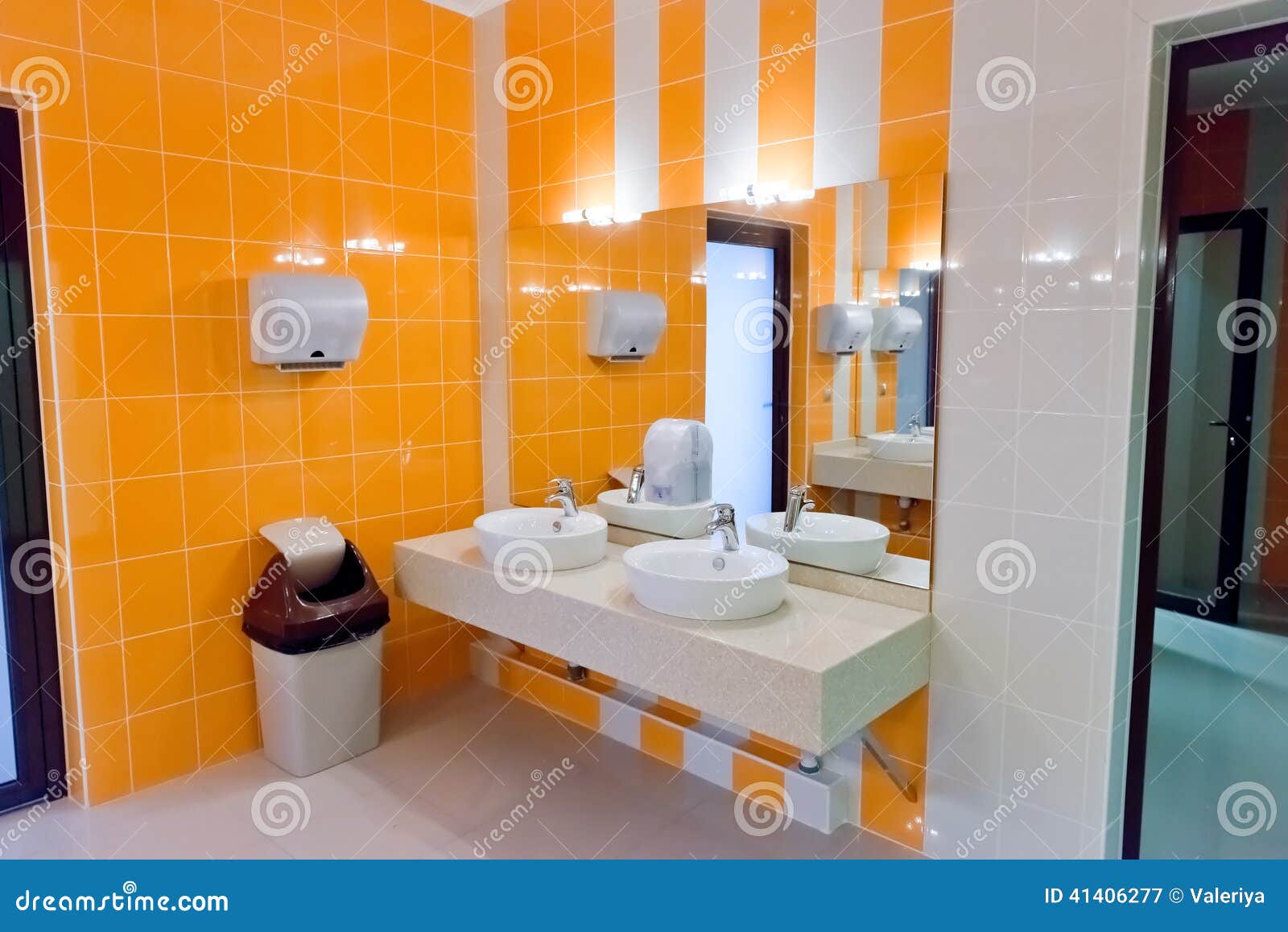Public empty restroom stock image. Image of orange, housing - 41406277