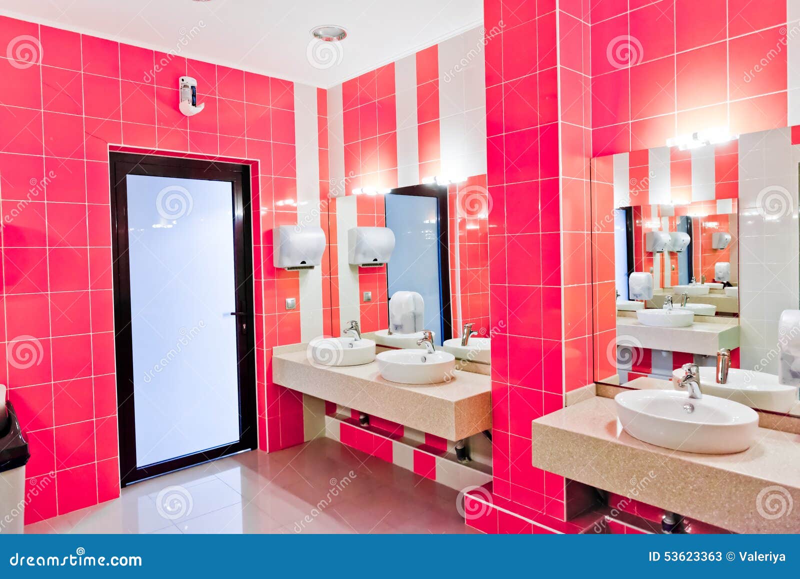 Public empty restroom stock image. Image of hygiene, mirror - 53623363