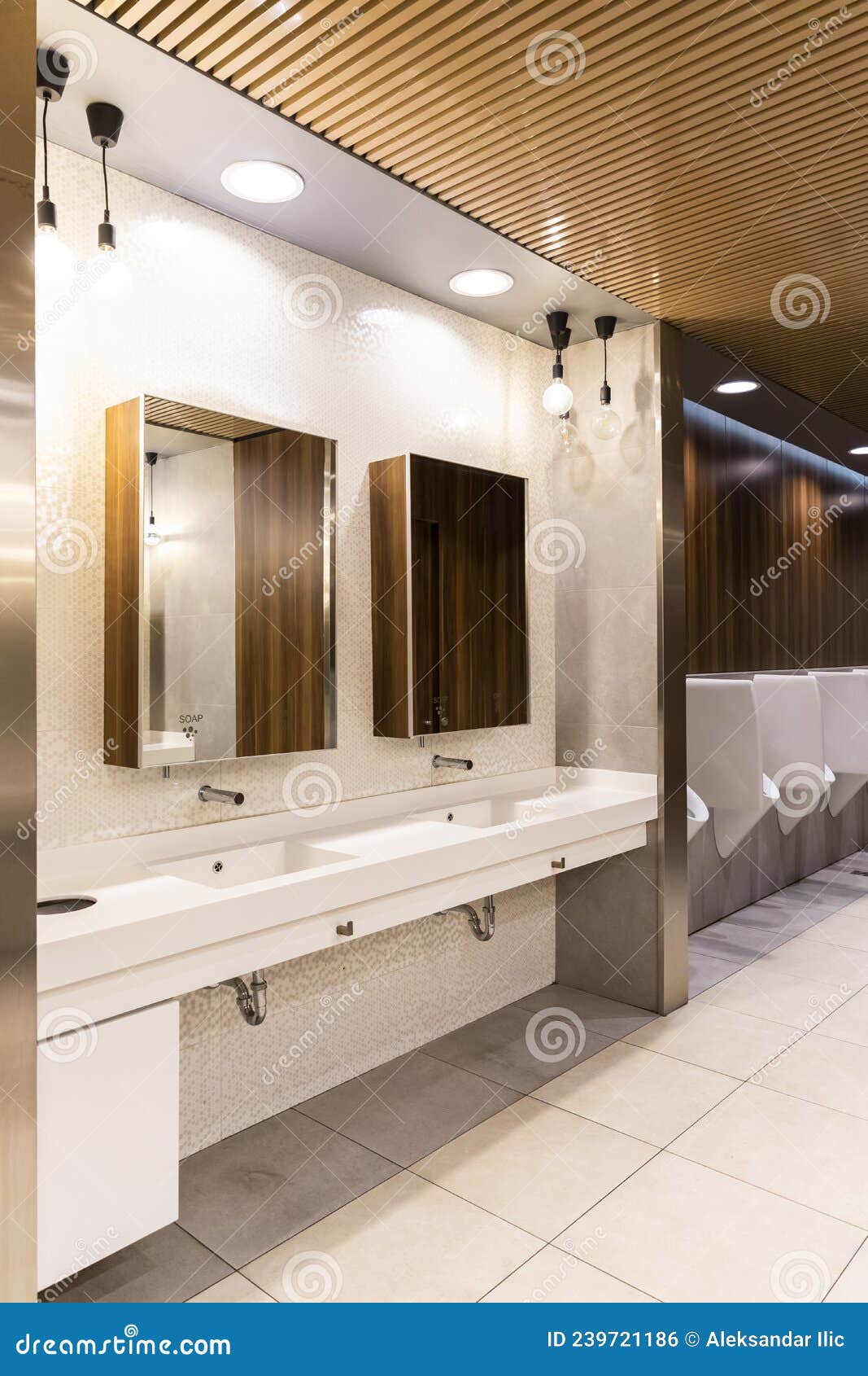 Public Restroom with Washstands and Urinals Stock Photo - Image of ...