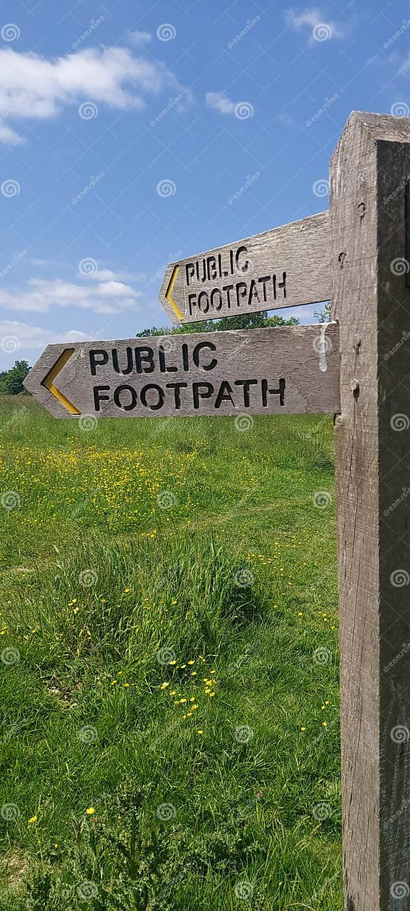 Public Footpath Direction Sign in Field. Stock Photo - Image of signage ...