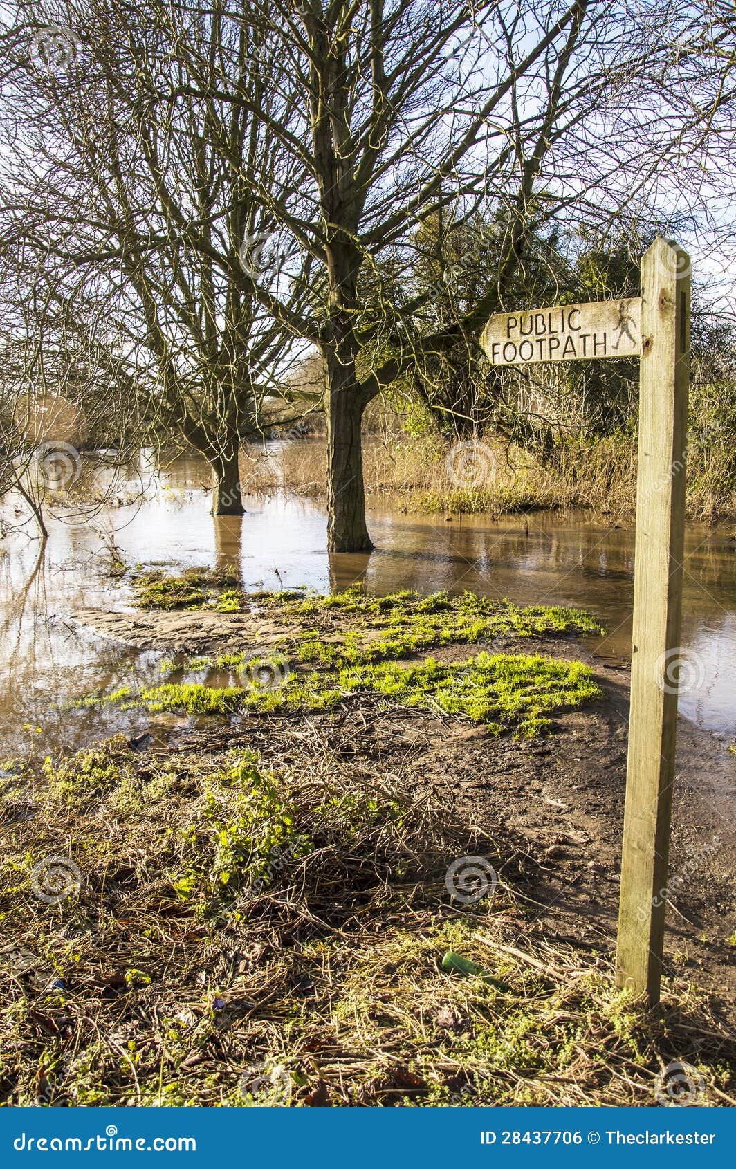 Public Footpath Sign, with Flooded Pathway Stock Photo - Image of sunny ...