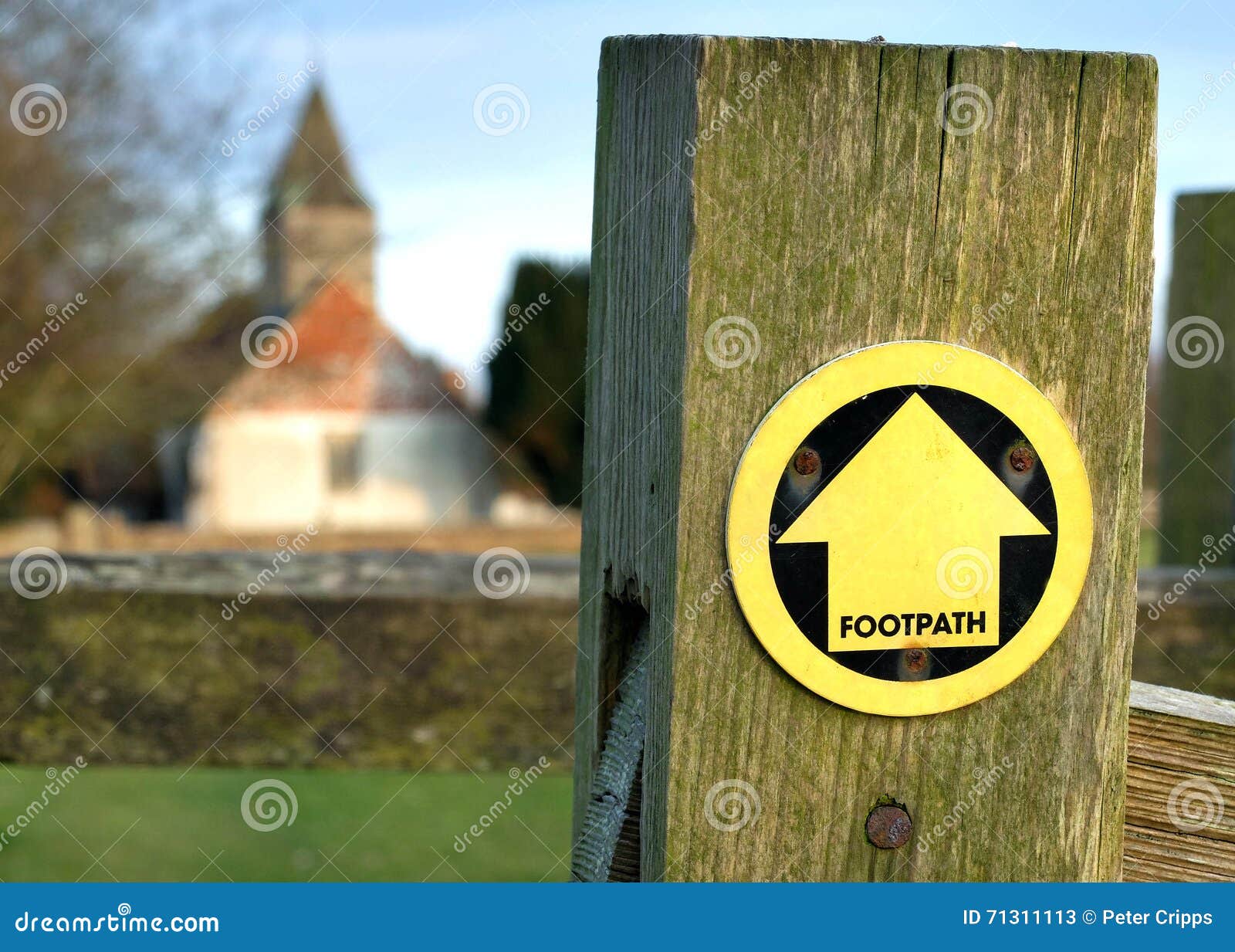 Public footpath stock image. Image of countryside, yellow - 71311113