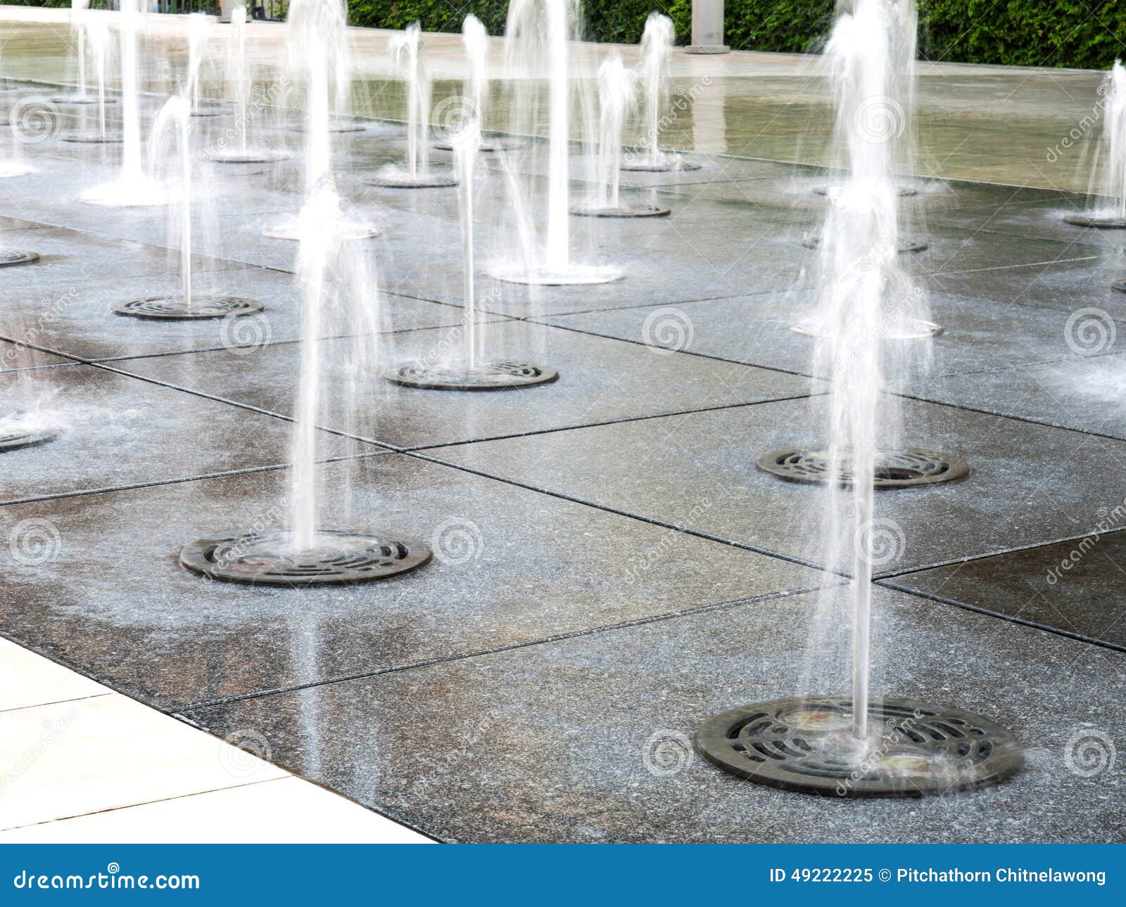 Public Fountain with Water Splash Stock Image - Image of flooring, fall ...