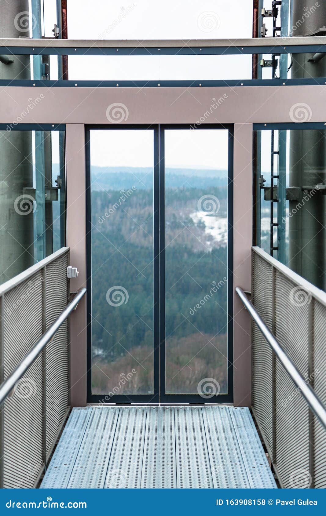 Public Glass Elevator on Viewing Platform Outdoor Stock Photo - Image ...