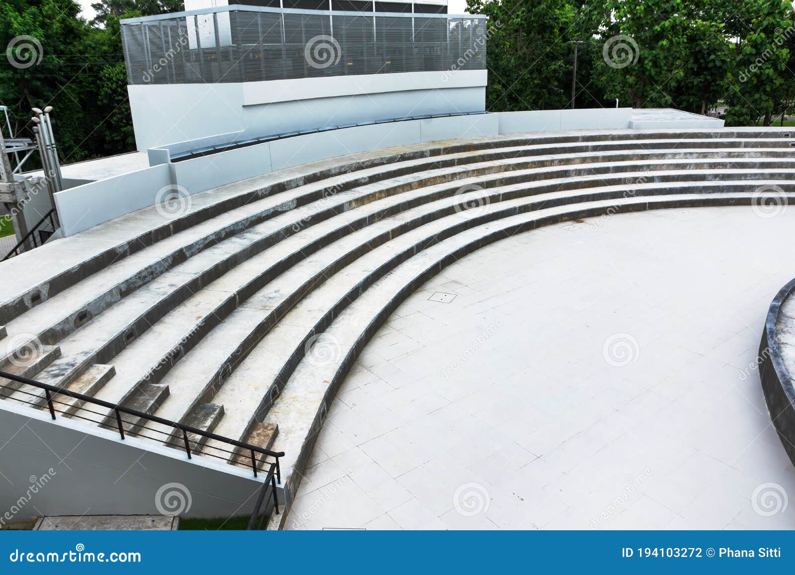 Public Grandstand Outdoor with Curved Stage Background Stock Photo ...