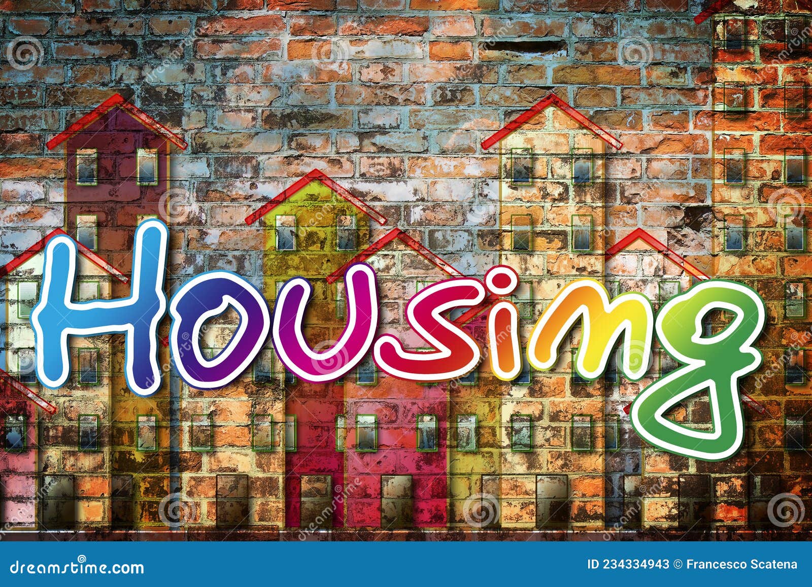 Public Housing Concept Image Painted on a Brick Wall Stock Image ...