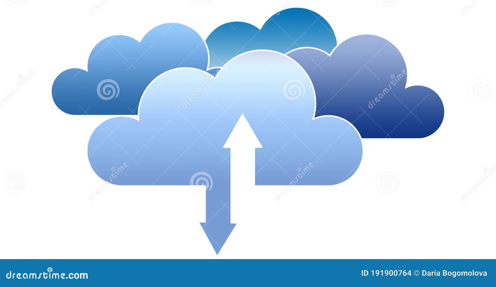 Public And Hybrid Clouds Concept. Blue Clouds With Security Logos And ...