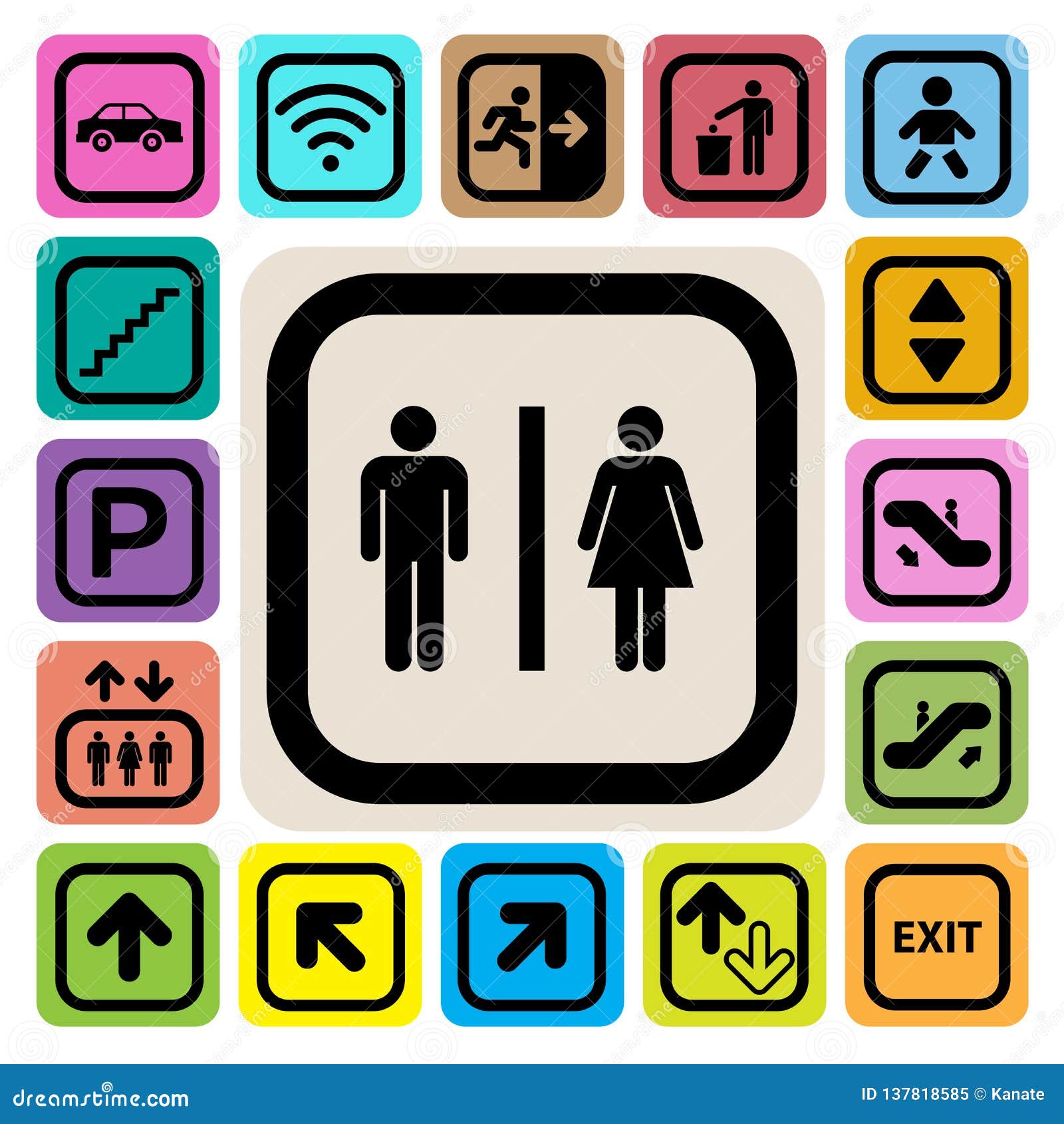 Public icons set stock vector. Illustration of people - 137818585