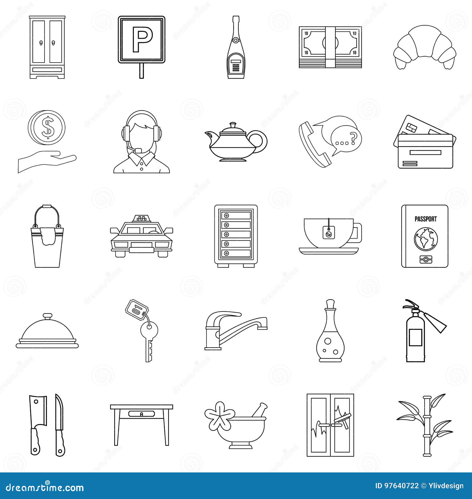 Public Icons Set, Outline Style Stock Vector - Illustration of internet ...