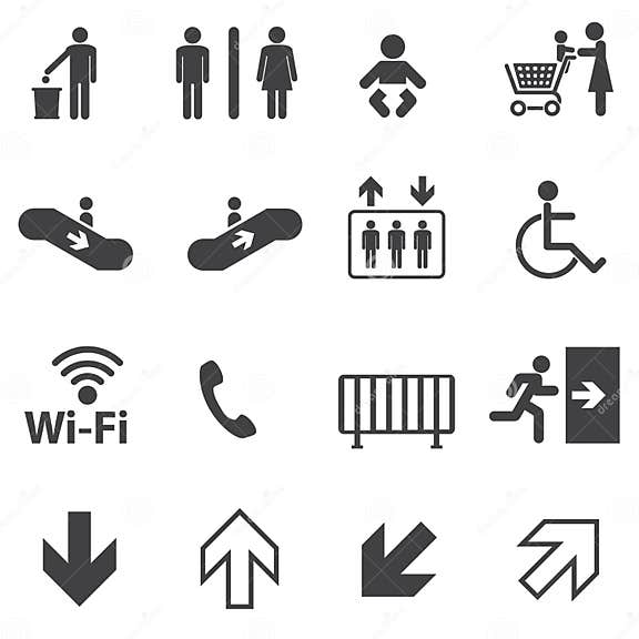 Public Information Icons Set Stock Vector - Illustration of basic ...