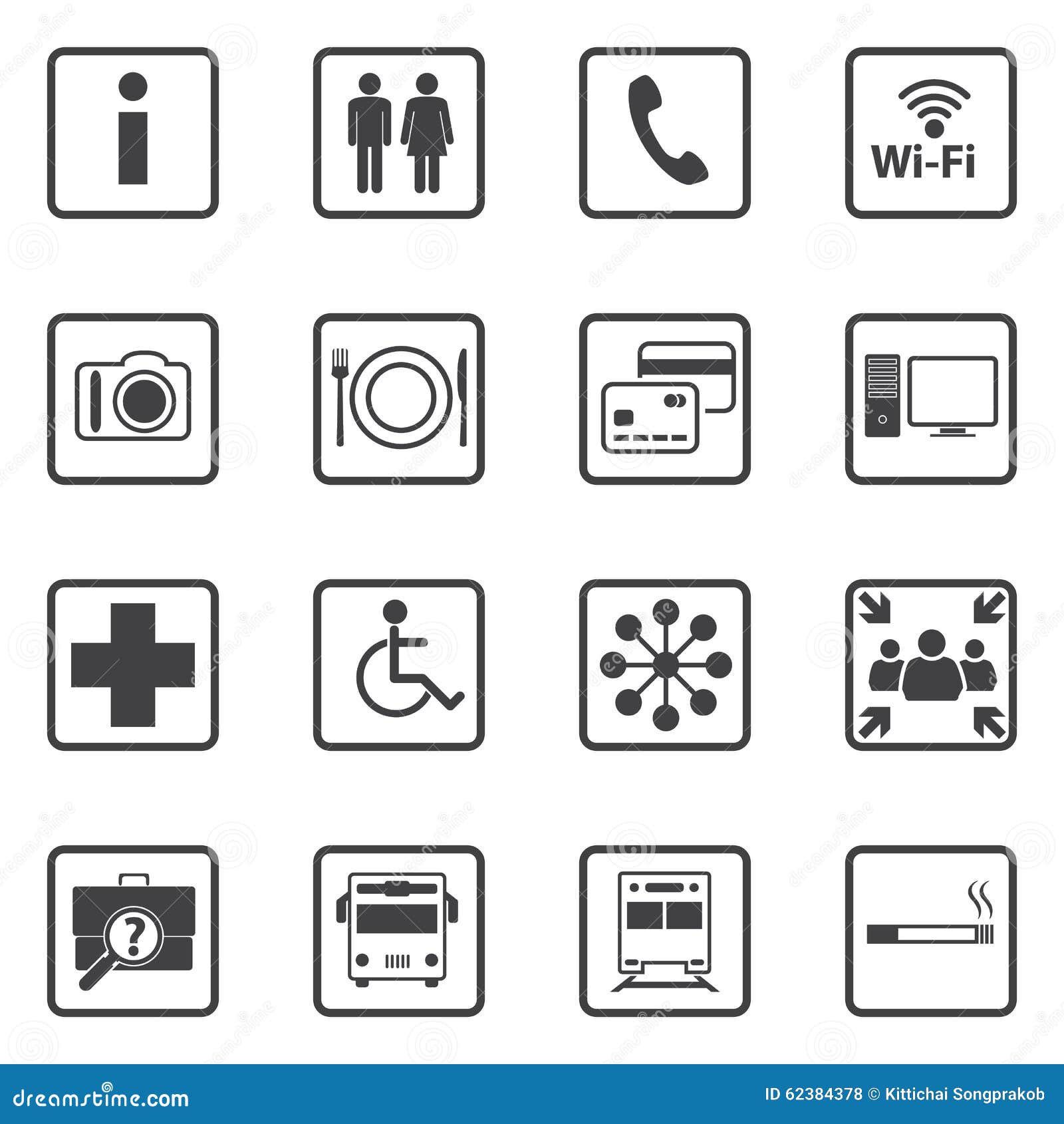 Public Information Icons Set Stock Vector - Illustration of computer ...