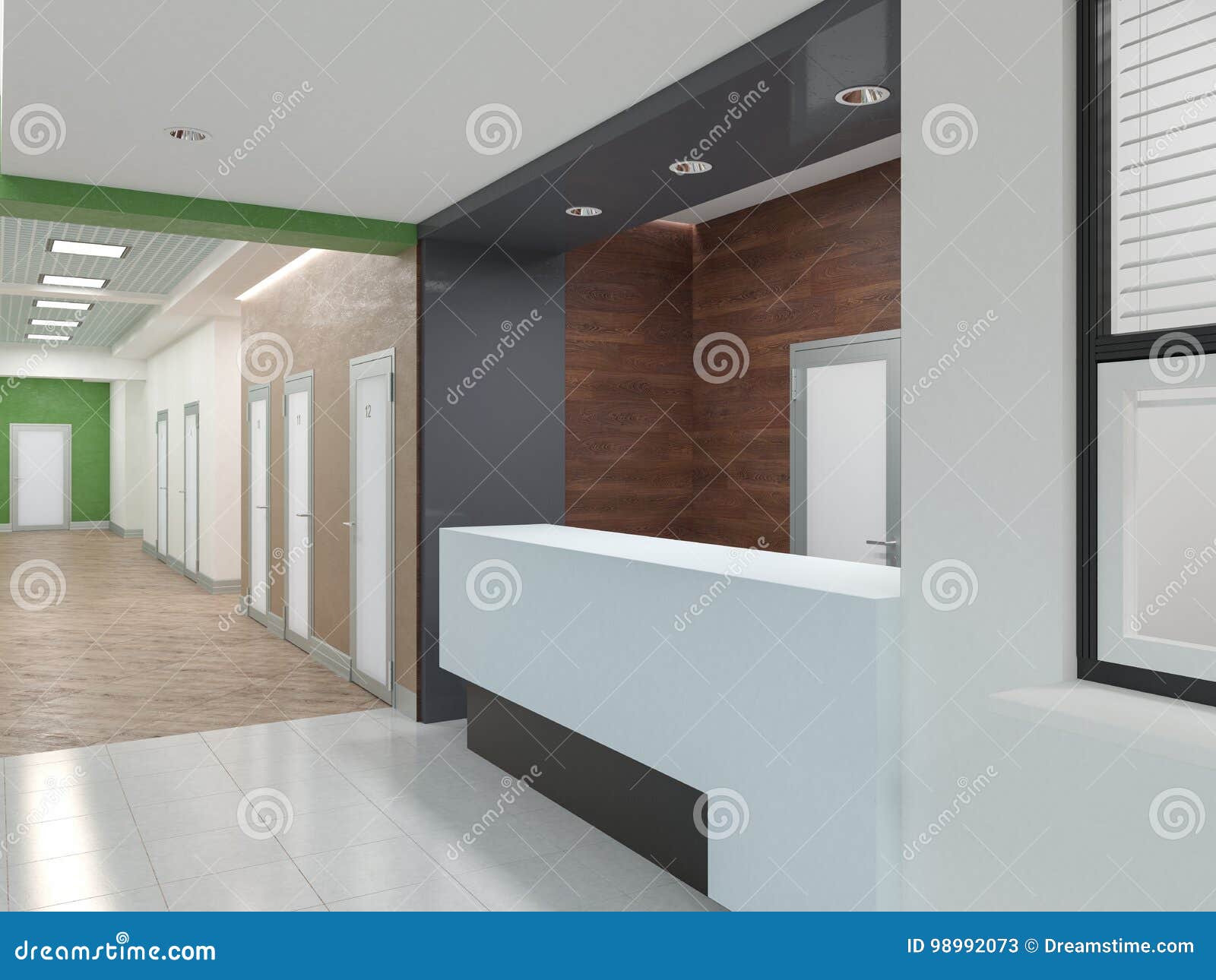 Public interior 3D render. stock illustration. Illustration of ...