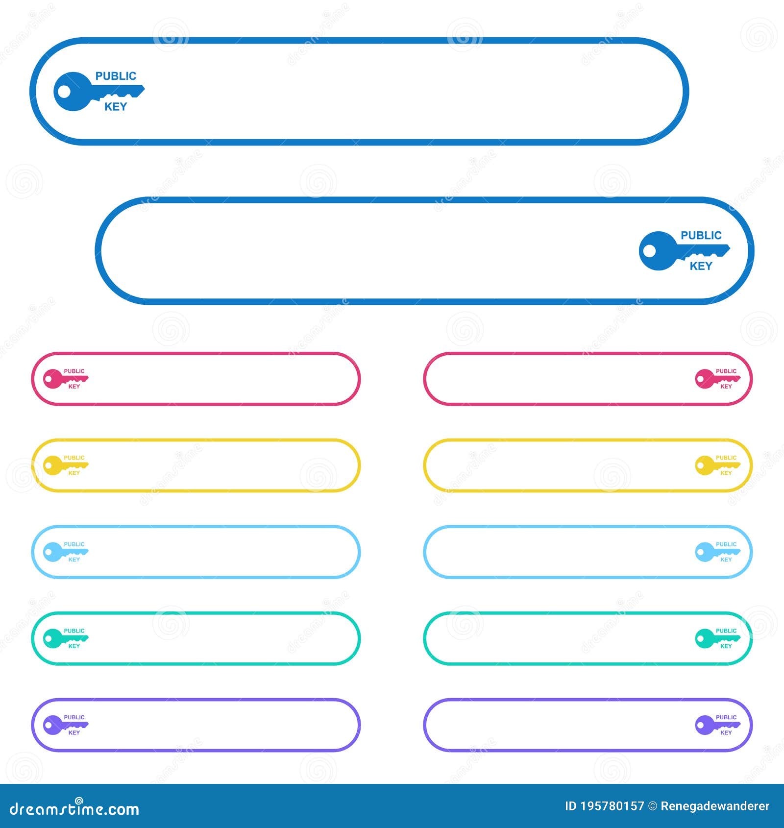 Public Key Icons In Rounded Color Menu Buttons Stock Vector