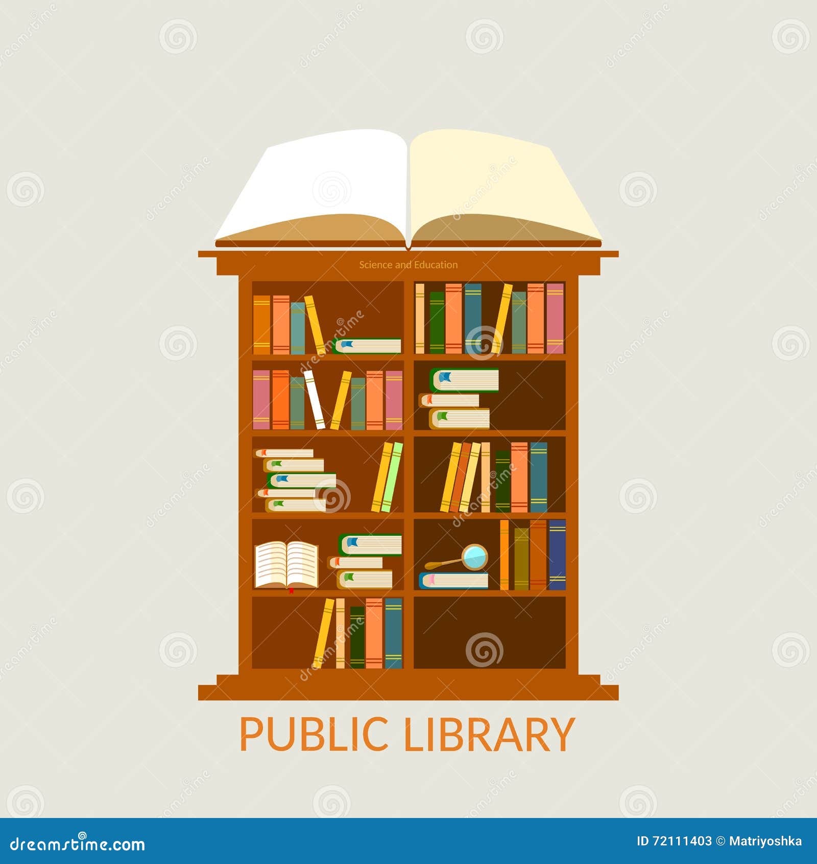 Public Library Bookcase Education and Knowledge Stock Vector ...