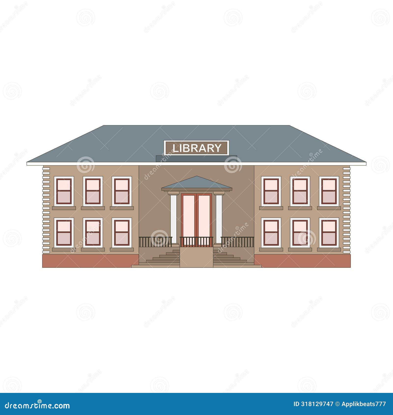 Public Library Building Icon Front View in Flat Style. Vector ...