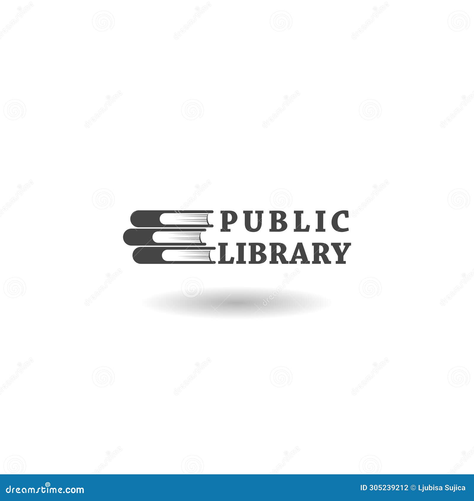 Public Library Icon with Shadow Stock Vector - Illustration of textbook ...