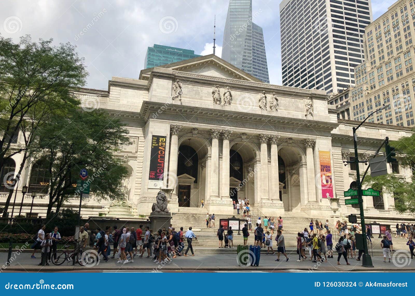 Public Library in New York editorial stock image. Image of skyscraper ...