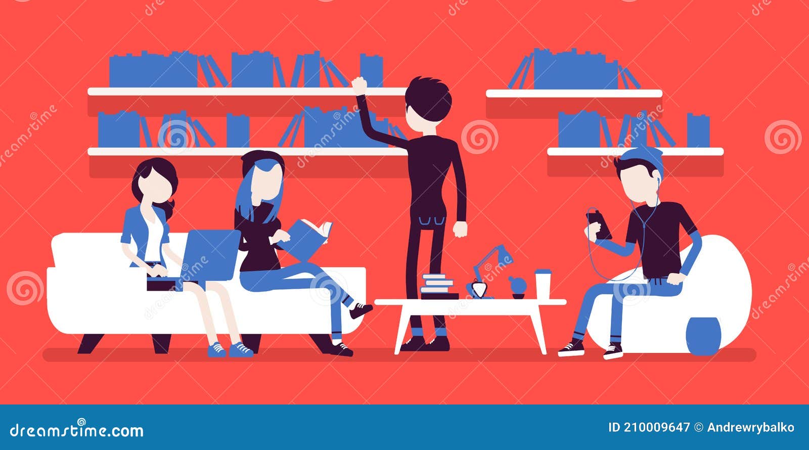 Public library people stock vector. Illustration of style - 210009647