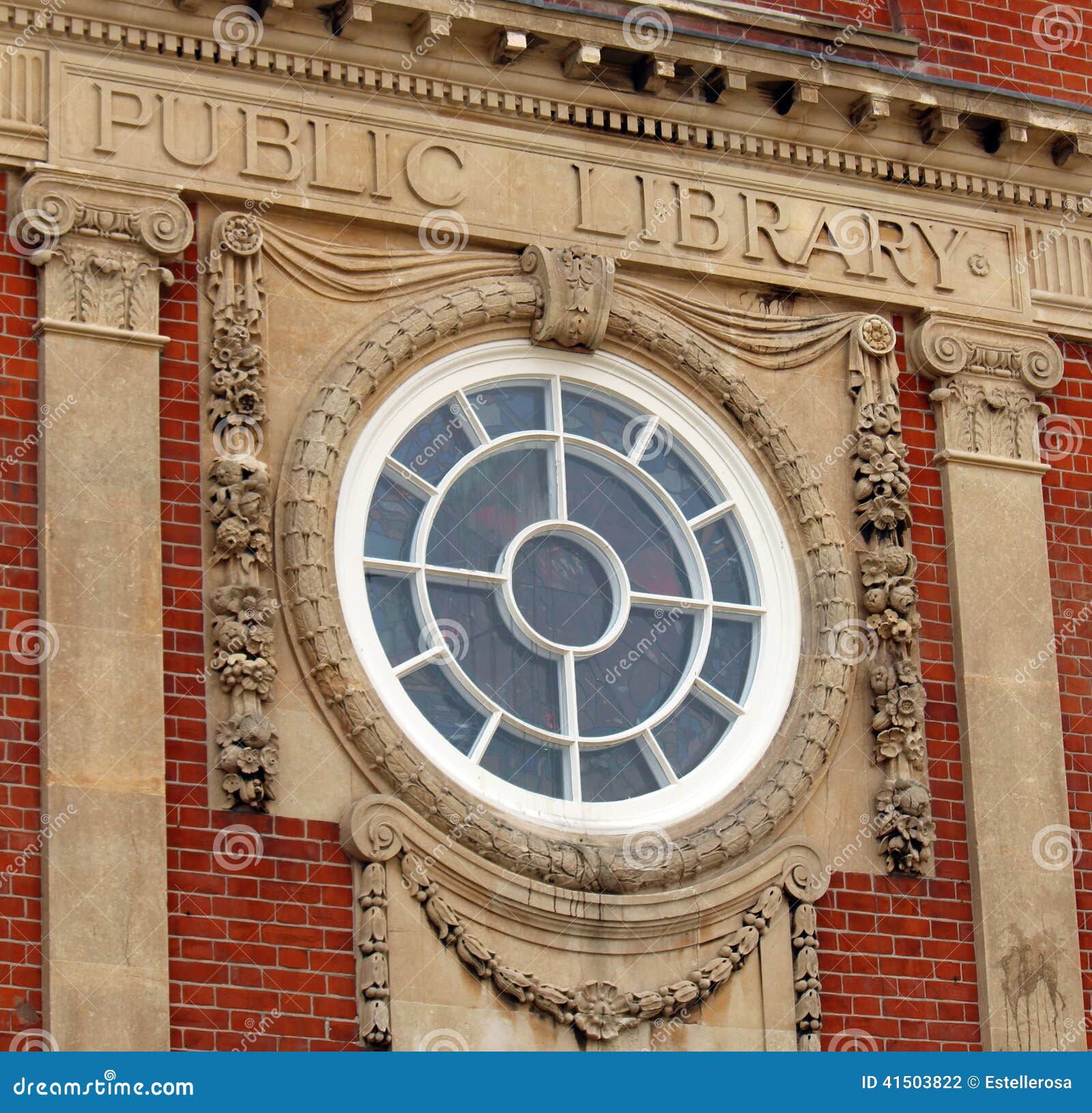 Public library sign stock photo. Image of stone, wall - 41503822