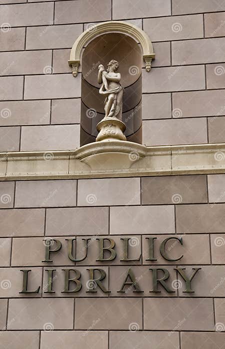 Public library and statue stock image. Image of structure - 4938805