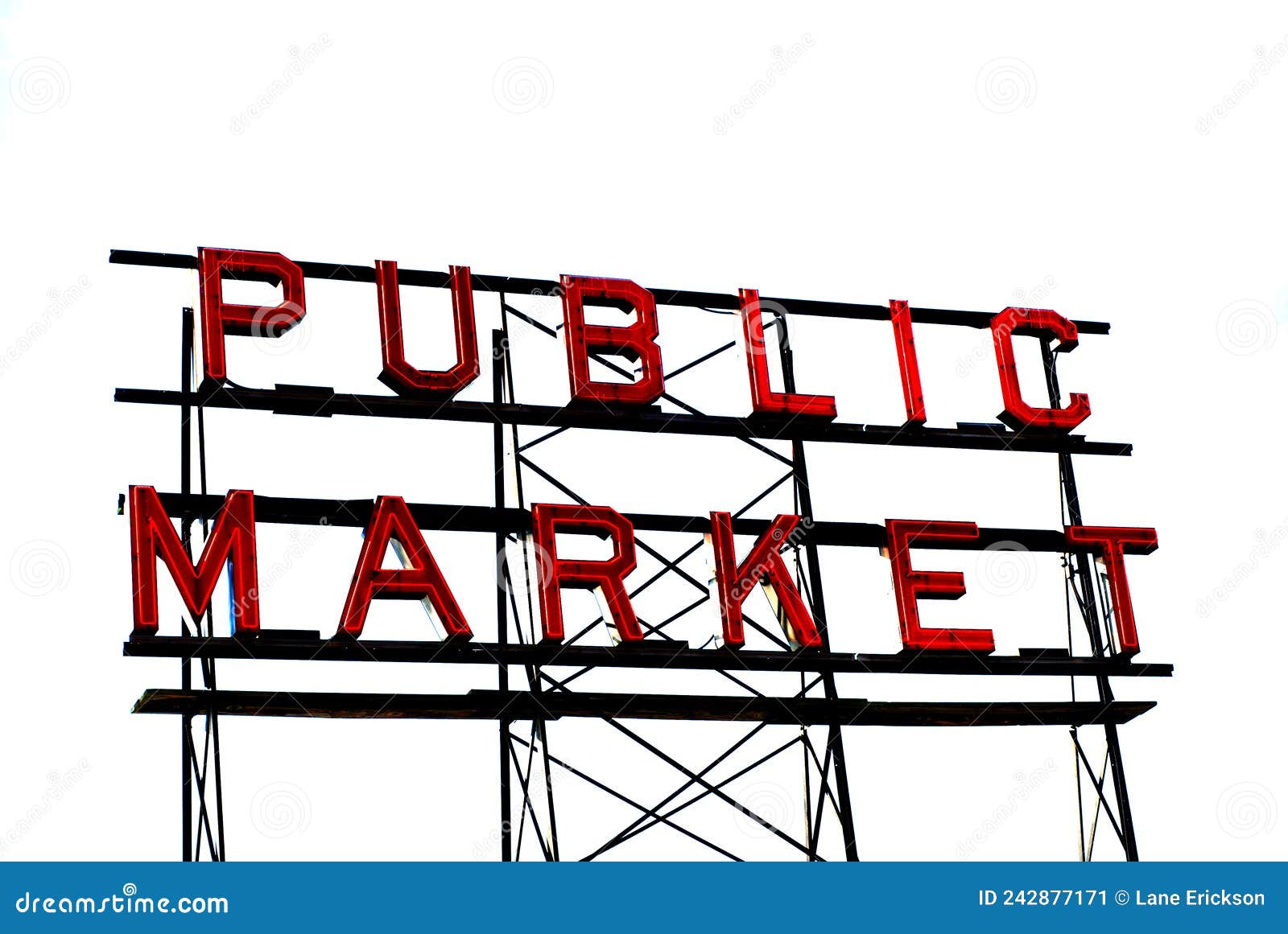 Public Market Sign Neon on White Background Stock Image - Image of neon ...