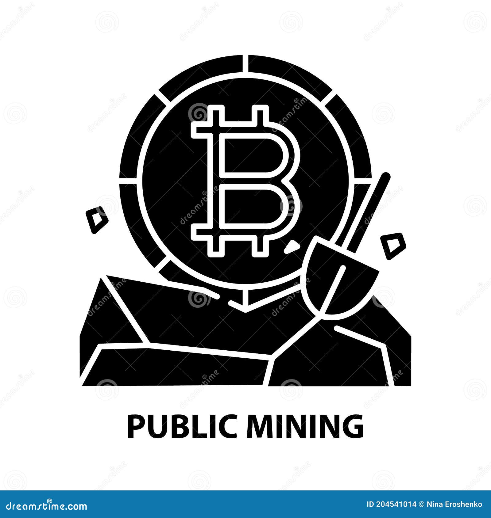 Public Mining Icon, Black Vector Sign with Editable Strokes, Concept ...