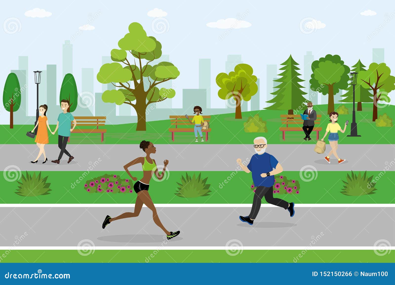 Public Park and Different Active People Stock Vector - Illustration of ...