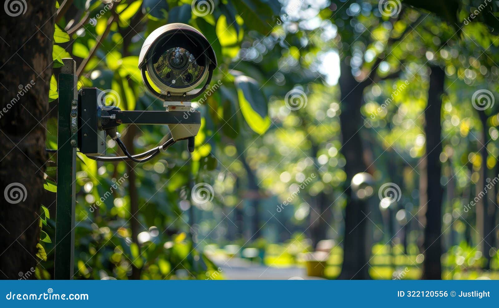 A Public Park Equipped with Solarpowered Security Cameras Promoting a ...