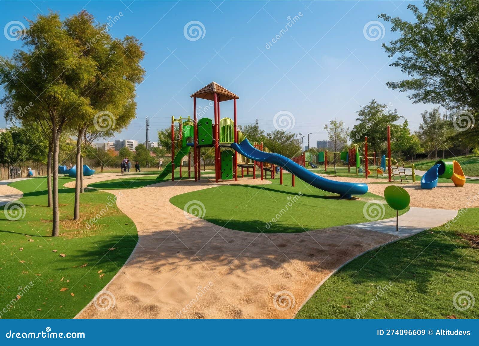 Public Park Featuring a Range of Activities Including Playgrounds ...