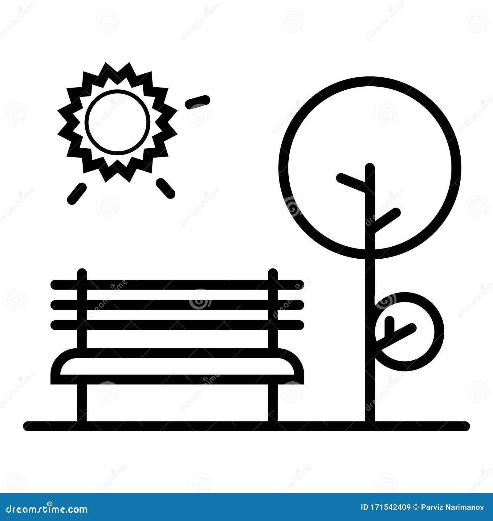 Public Park Outline Icon Vector Stock Illustration - Illustration of ...