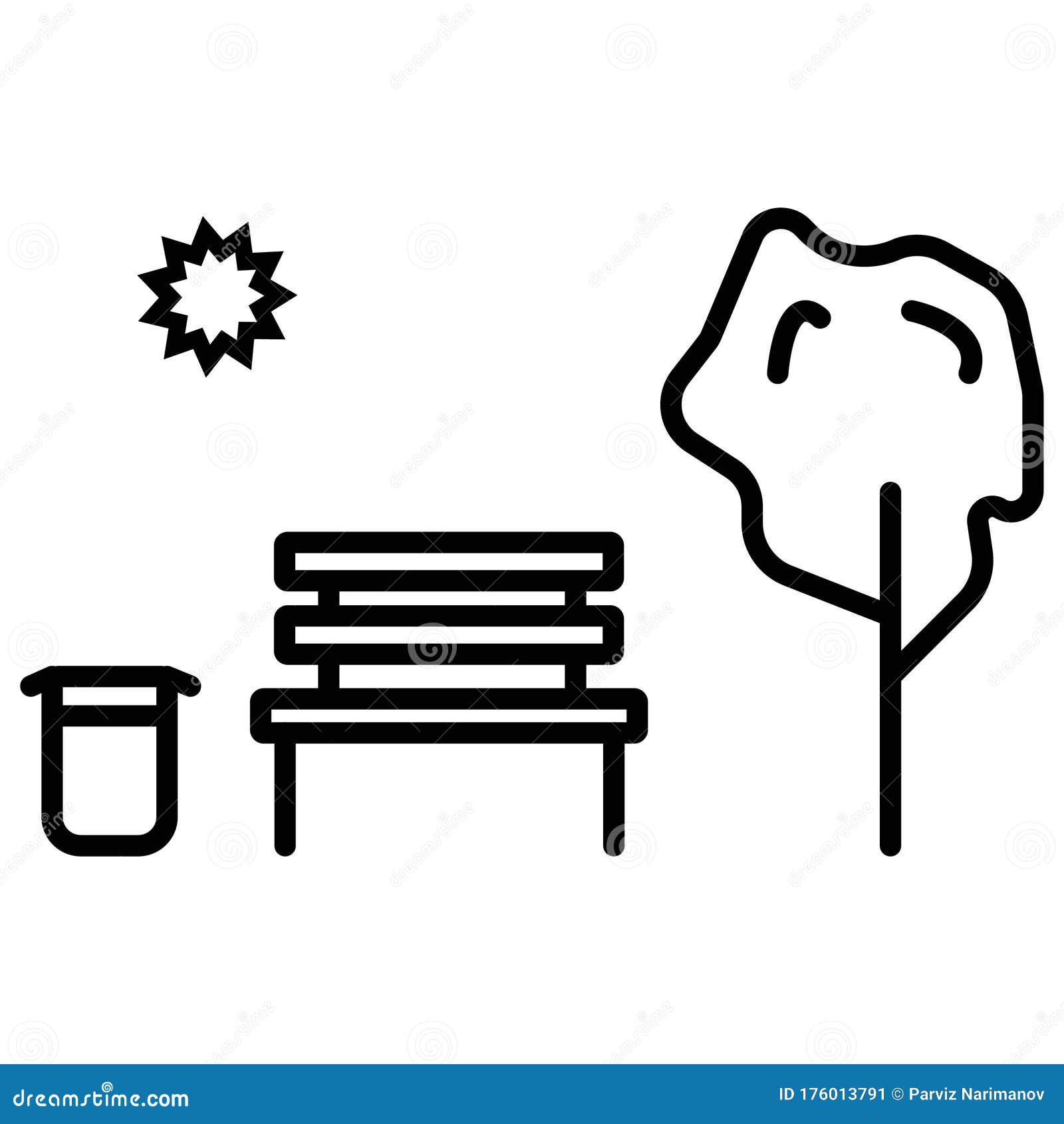 Park Map In Outline Design Style. Vector | CartoonDealer.com #62541043