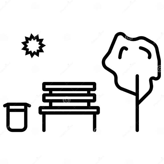 Public Park Outline Icon Vector Stock Illustration - Illustration of ...