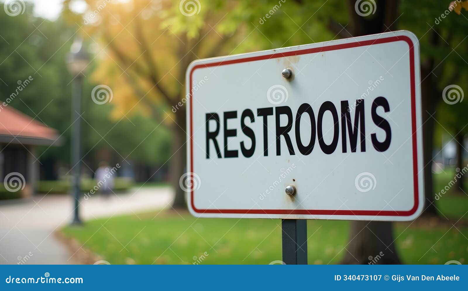Public Park Restrooms Sign with Nature Background Stock Illustration ...