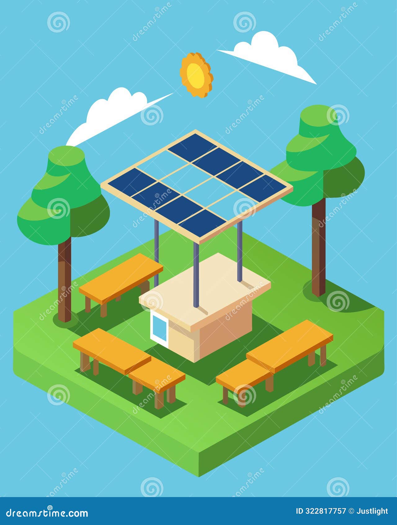 A Solar Panelcovered Shade Structure Providing Shelter For Animals To ...